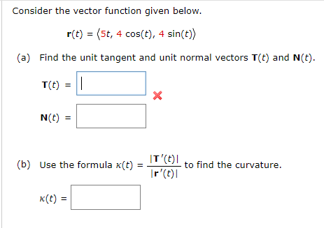 Solved Consider the vector function given below. | Chegg.com