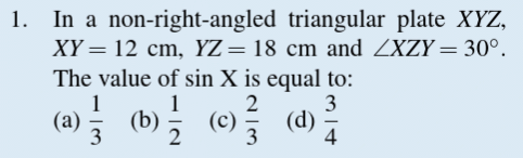 Solved 1. In a non-right-angled triangular plate XYZ, XY=12 | Chegg.com