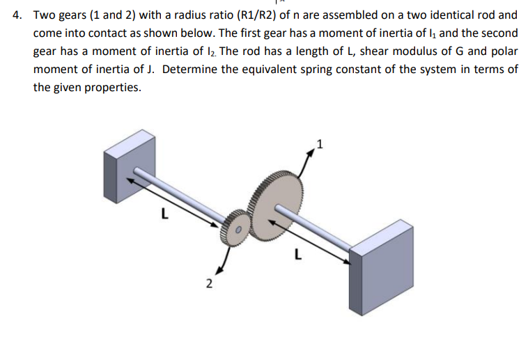 Solved Two gears ( 1 and 2) with a radius ratio (R1/R2) of n | Chegg.com