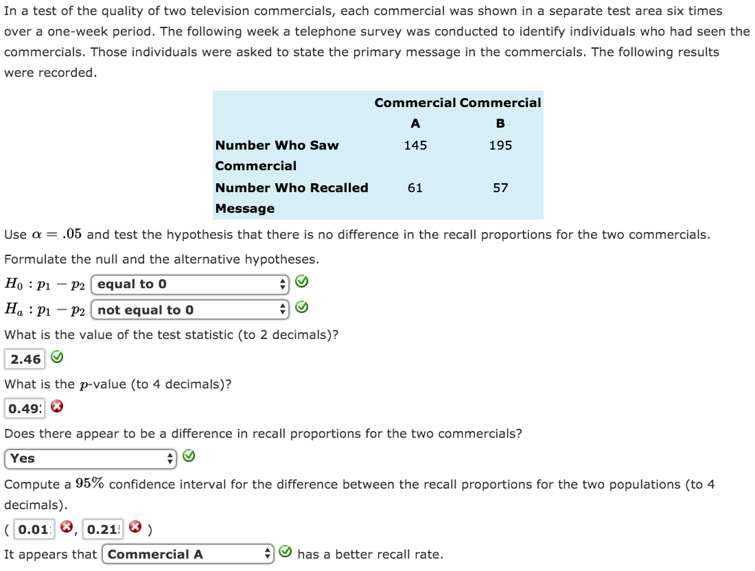 Solved In a test of the quality of two television | Chegg.com
