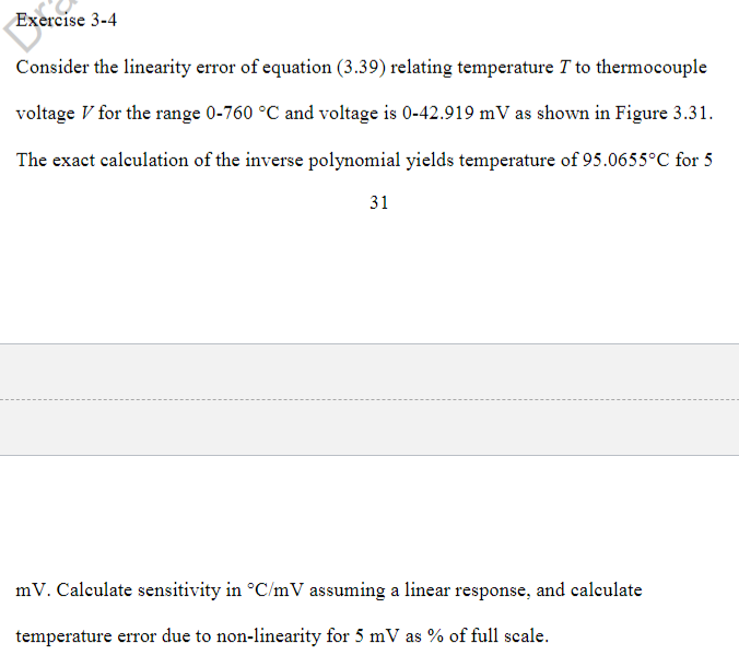 Exercise 3-4 Consider the linearity error of equation | Chegg.com