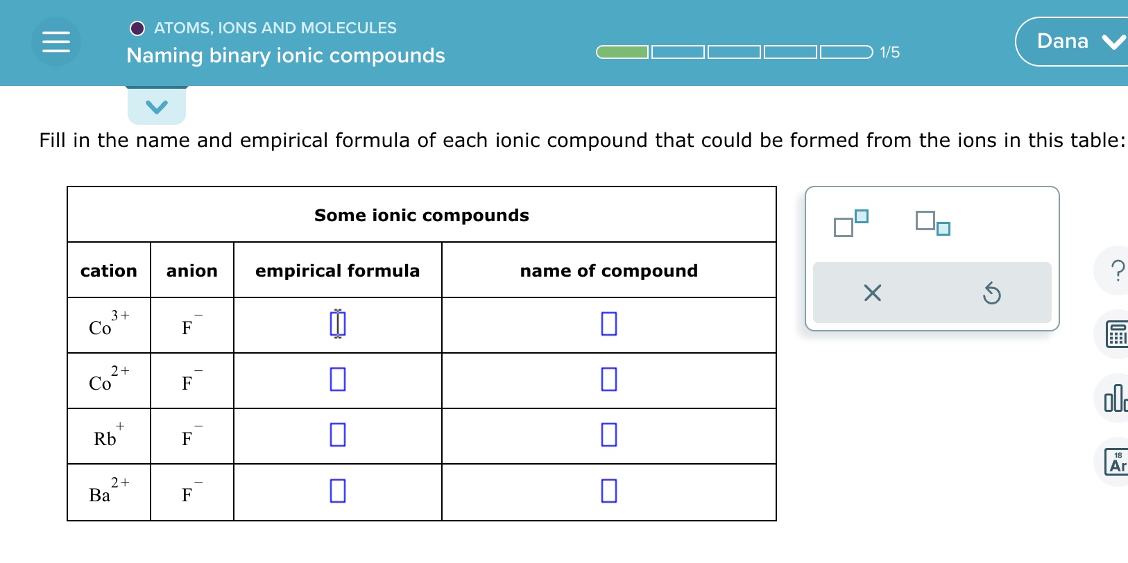 Solved ATOMS, IONS AND MOLECULES Naming binary ionic | Chegg.com