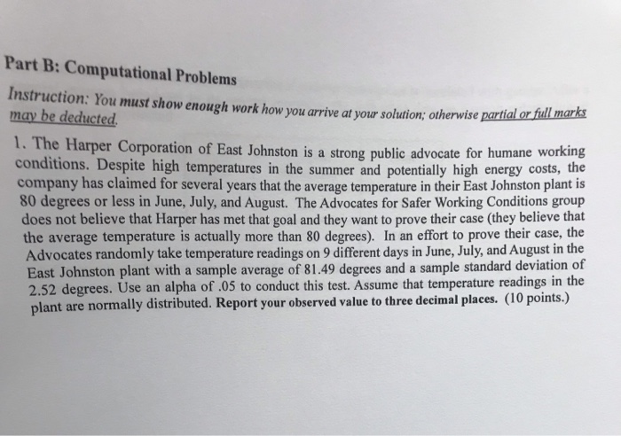 Solved Part B: Computational Problems Instruction: You must | Chegg.com