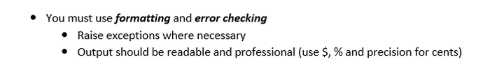 Solved - You must use formatting and error checking - Raise | Chegg.com