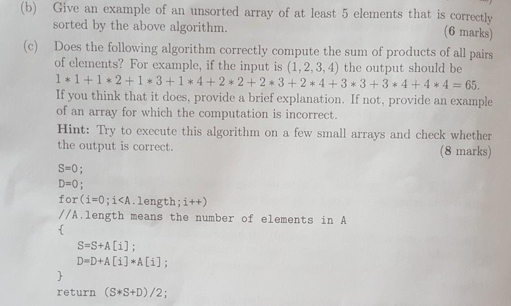 Solved 2. (a) The following program is meant to sort an | Chegg.com