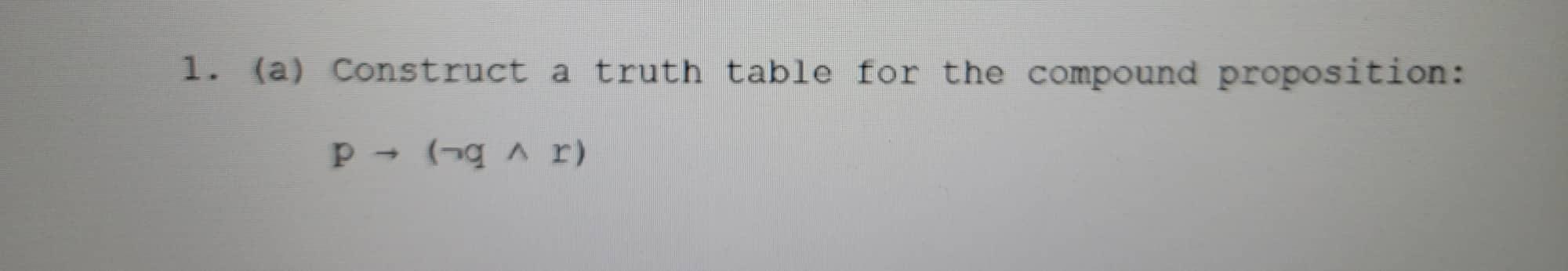 Solved 1 A Construct A Truth Table For The Compound