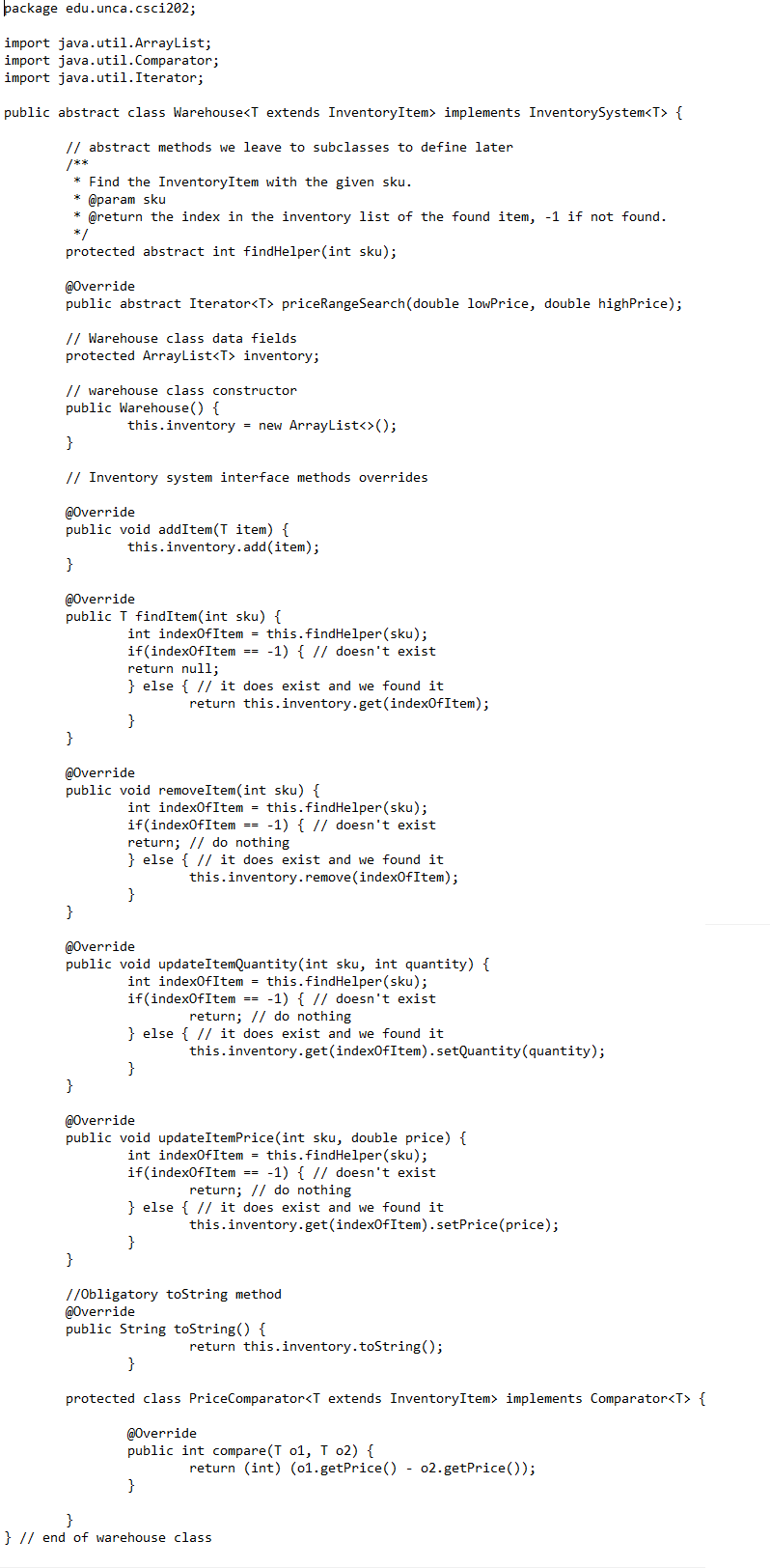 ckage edu.unca.csci202; ort java.util.Iterator; lic | Chegg.com
