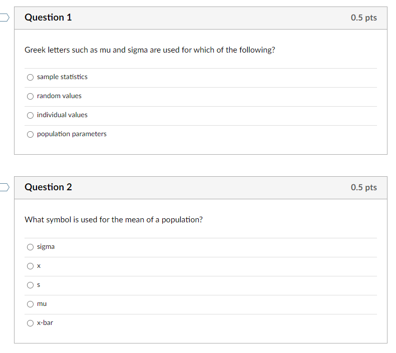 Statistics Greek Symbols