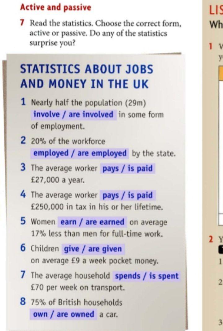 Solved Active and passive 7 Read the statistics. Choose the | Chegg.com