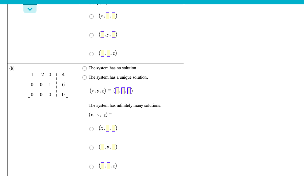 Solved Two augmented matrices for two linear systems in the | Chegg.com