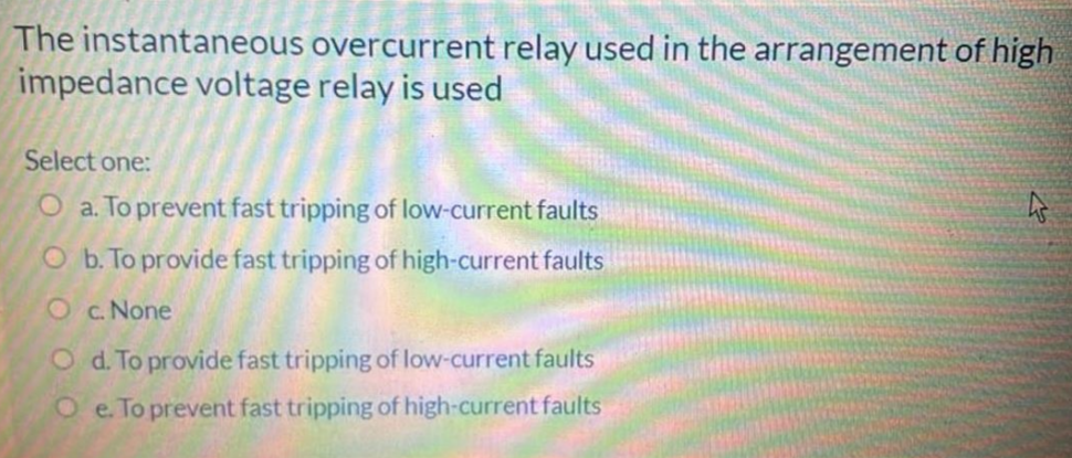 Solved The instantaneous overcurrent relay used in the | Chegg.com