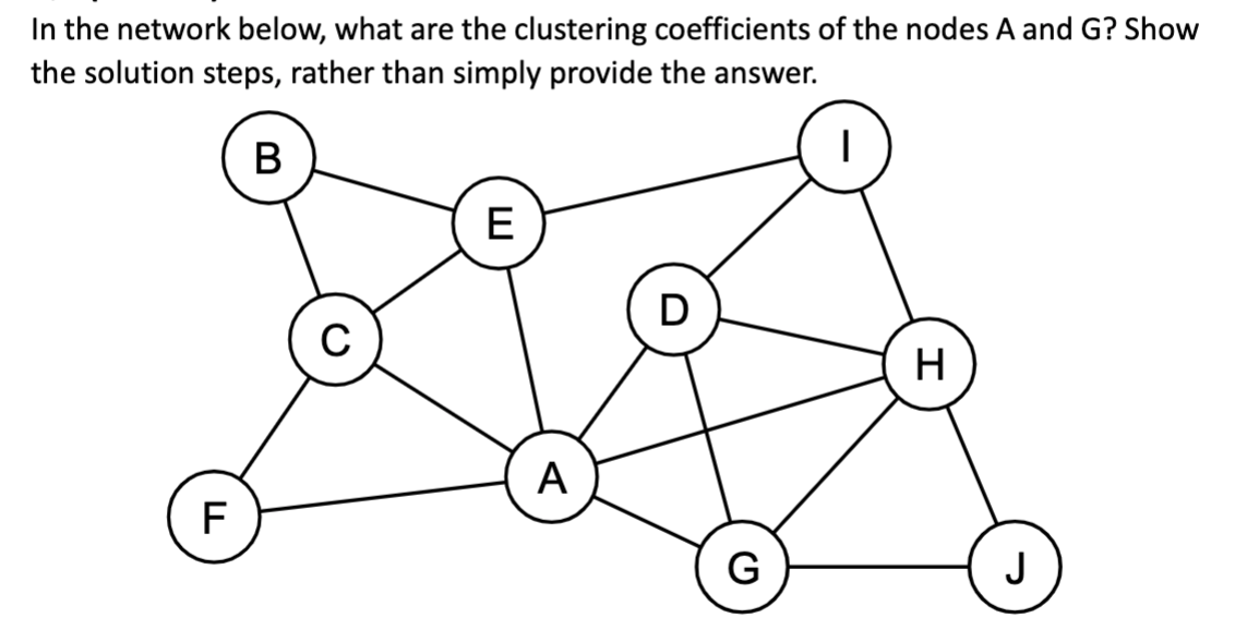 Solved In the network below, what are the clustering | Chegg.com
