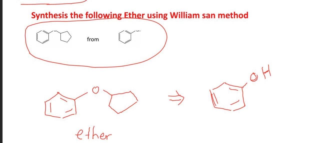 Solved Synthesis the following Ether using William san | Chegg.com