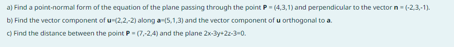 Solved a) ﻿Find a point-normal form of the equation of the | Chegg.com