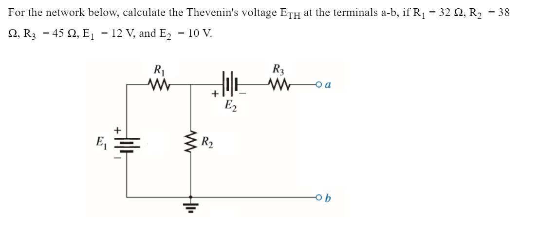 Solved For the network below, calculate the Thevenin's | Chegg.com