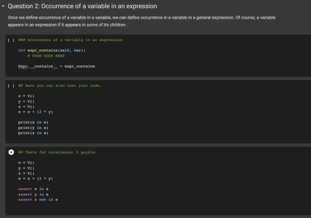 Solved Variable Occurrence Now that we have expressions, let | Chegg.com