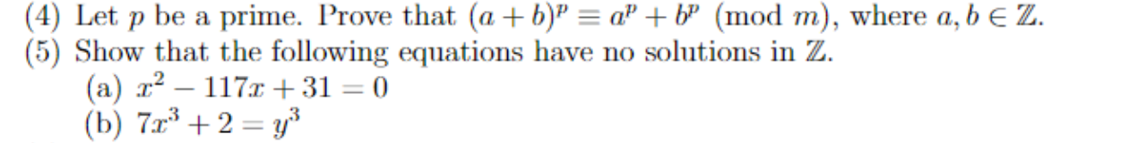 Solved (4) Let p be a prime. Prove that (a + b)² = a² + b | Chegg.com