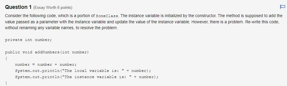 Solved Question 1 (Essay Worth 6 points) Consider the | Chegg.com