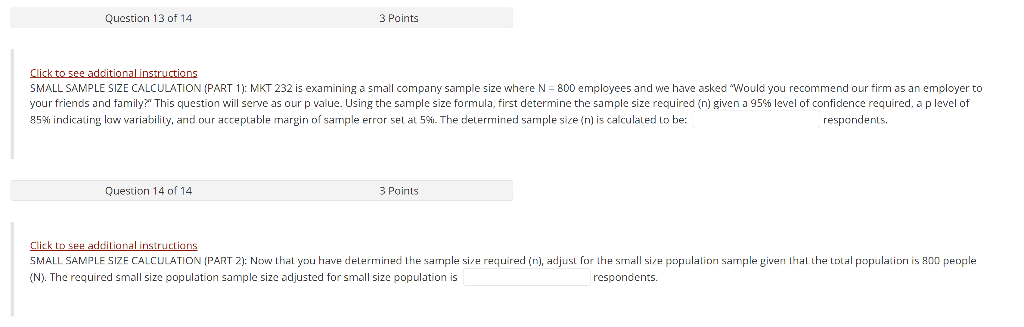 Solved Click to see additional instructions SMALL SAMPLE | Chegg.com