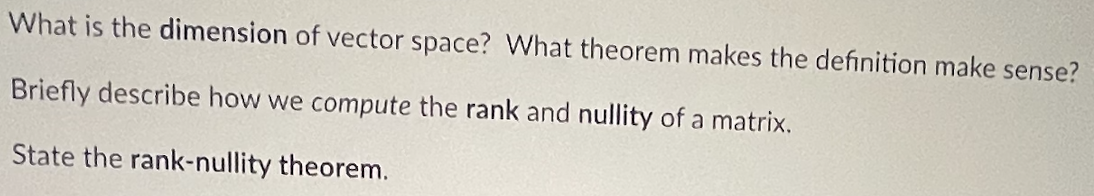 Solved What is the dimension of vector space? What theorem | Chegg.com