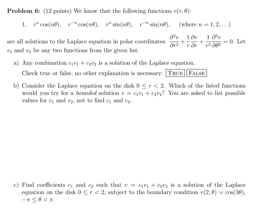 Solved Problem 6: (12 points) We know that the following | Chegg.com