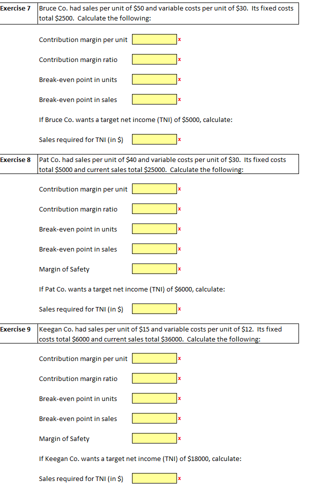 Solved Exercise 7 Bruce Co. had sales per unit of $50 and | Chegg.com