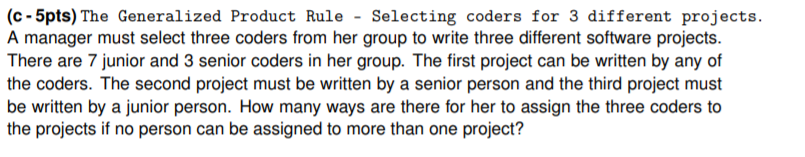 (C-5pts) The Generalized Product Rule - Selecting | Chegg.com