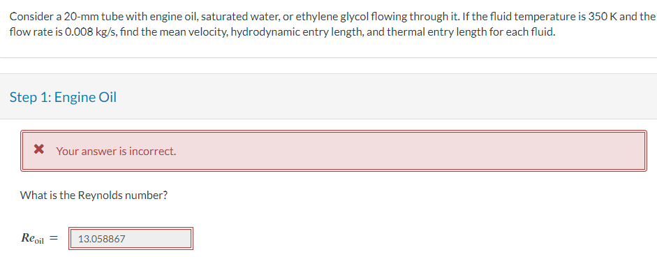 Solved Consider a 20-mm tube with engine oil, saturated | Chegg.com