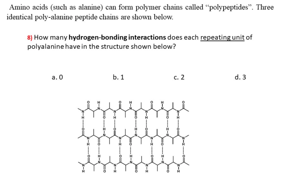 Solved Amino acids (such as alanine) can form polymer chains | Chegg.com