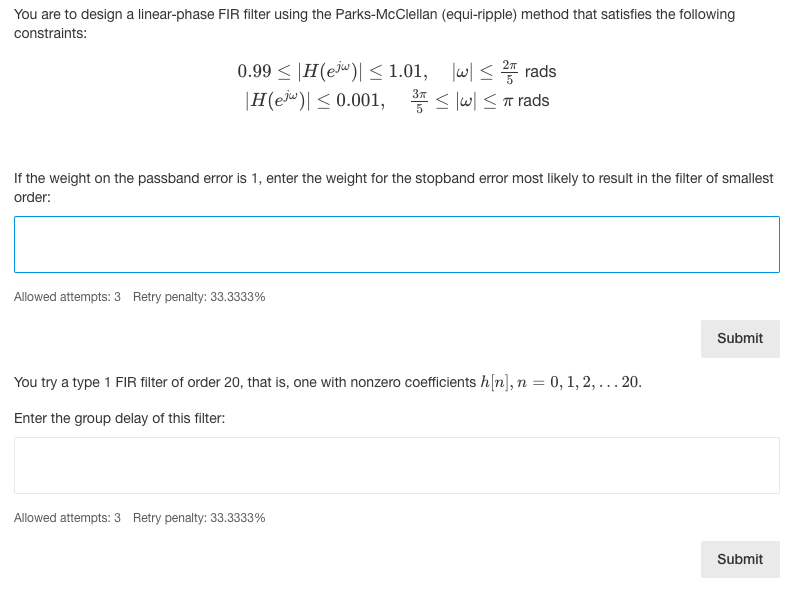 You are to design a linear-phase FIR filter using the | Chegg.com