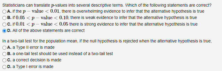 Solved Statisticians can translate p-values into several | Chegg.com