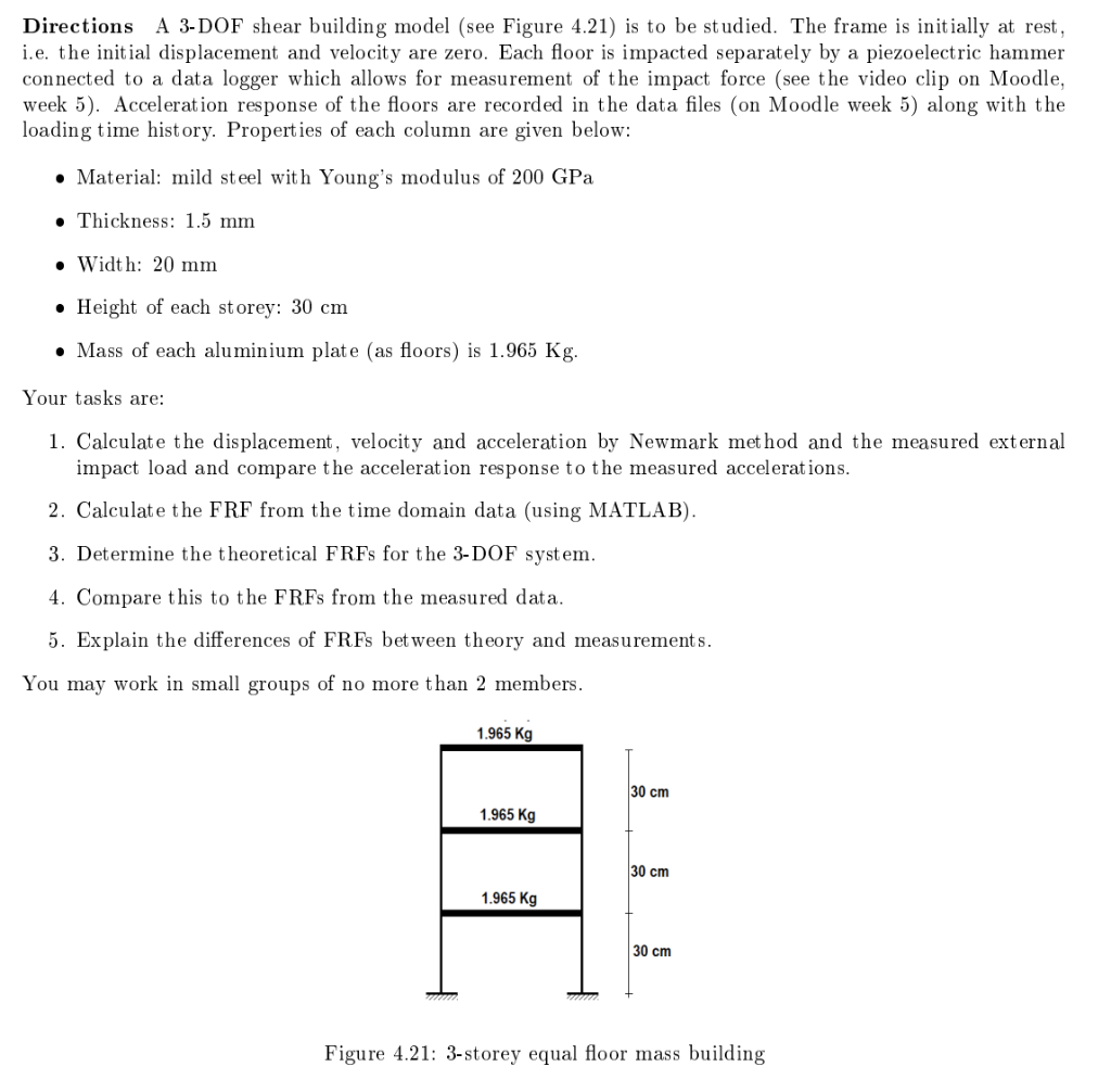 Solved Directions A 3-DOF shear building model (see Figure | Chegg.com