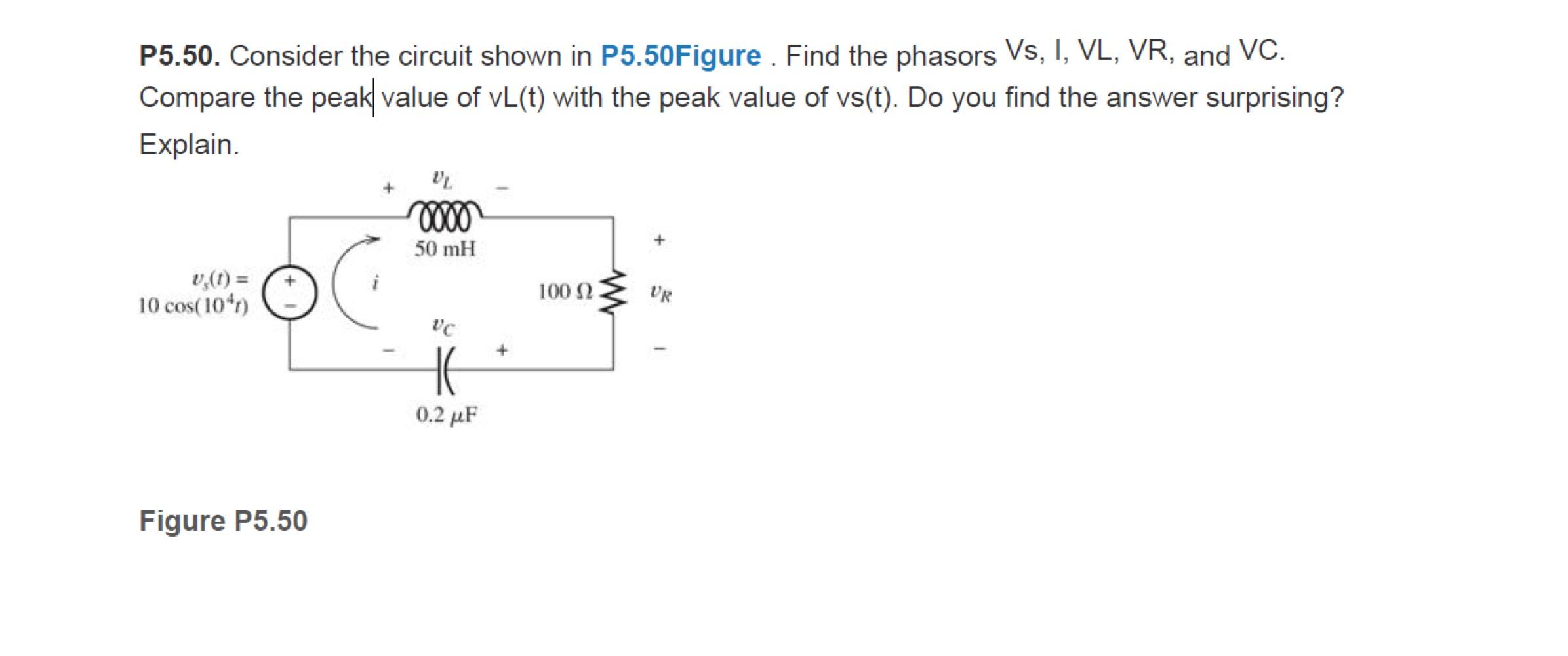 Solved P5.50. Consider the circuit shown in P5.50Figure. | Chegg.com