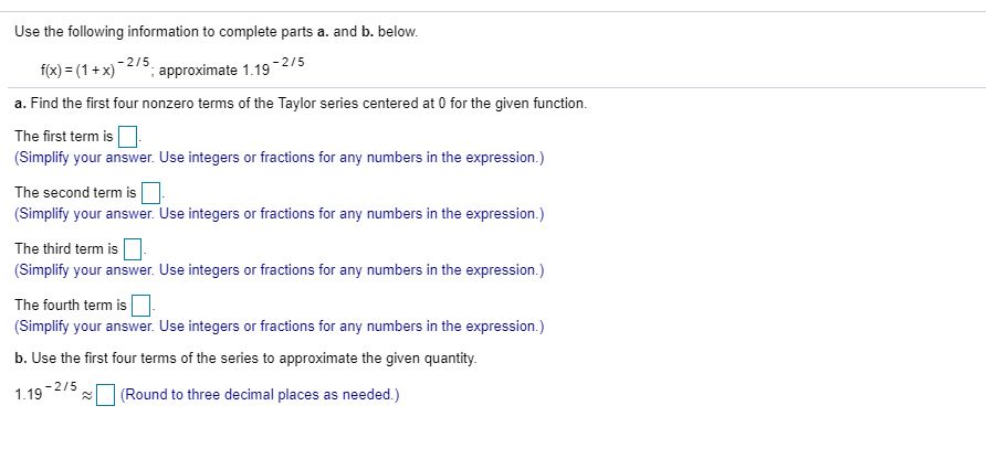 Solved Use the following information to complete parts a. | Chegg.com