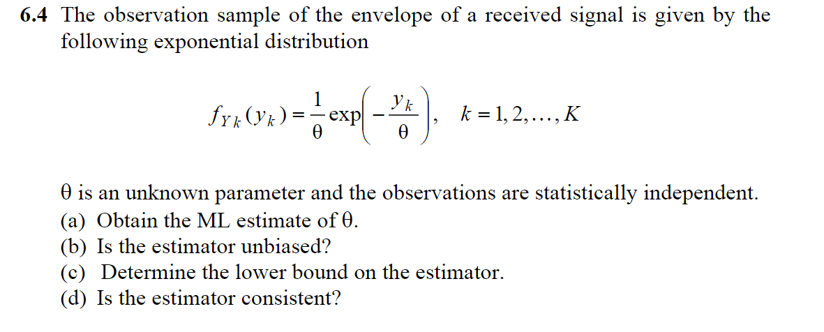 Solved 4 The observation sample of the envelope of a | Chegg.com