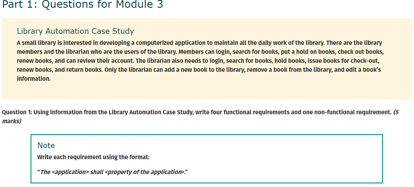 Solved Part 1: Questions for Module 3 Library Automation | Chegg.com