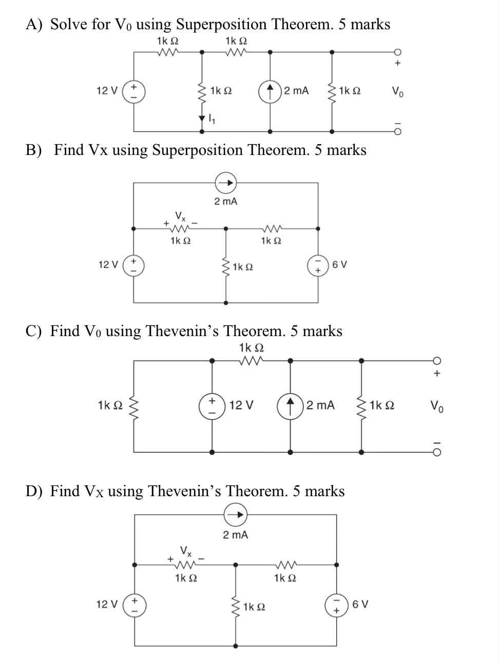 Solved A Solve For V0 Using Superposition Theorem 5 Marks