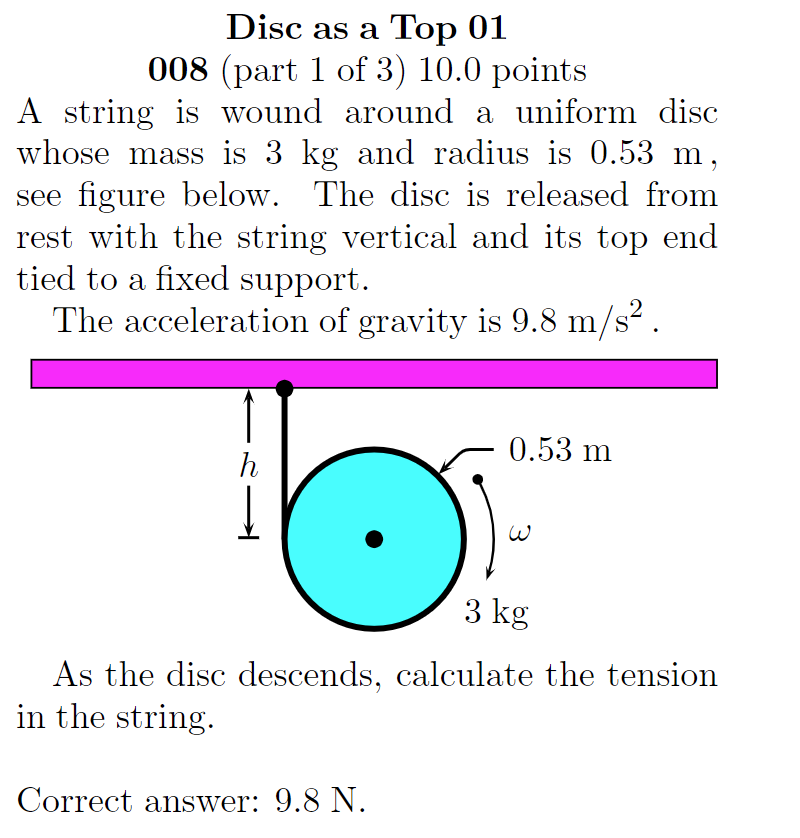Solved Disc as a Top 01 008 (part 1 of 3 ) 10.0 points A | Chegg.com