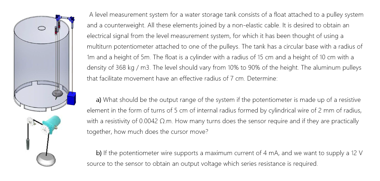 Solved A level measurement system for a water storage tank | Chegg.com