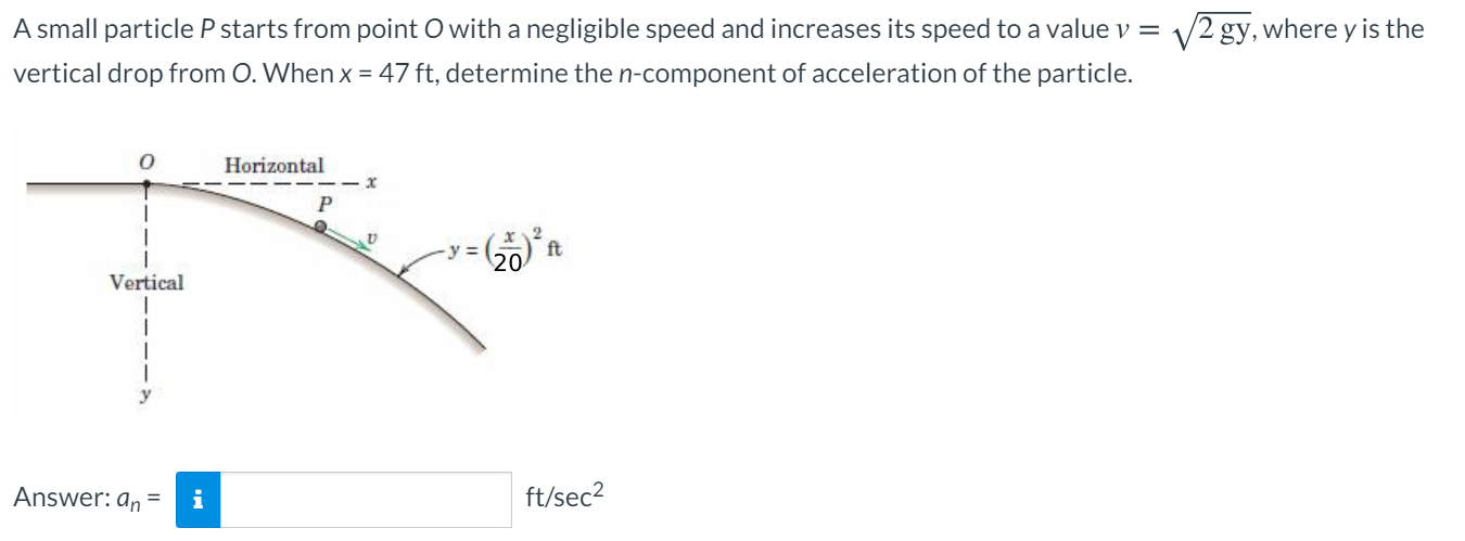 Solved /2 gy, where y is the A small particle P starts from | Chegg.com