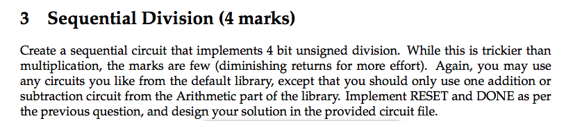 3 Sequential Division (4 marks) multiplication, the | Chegg.com