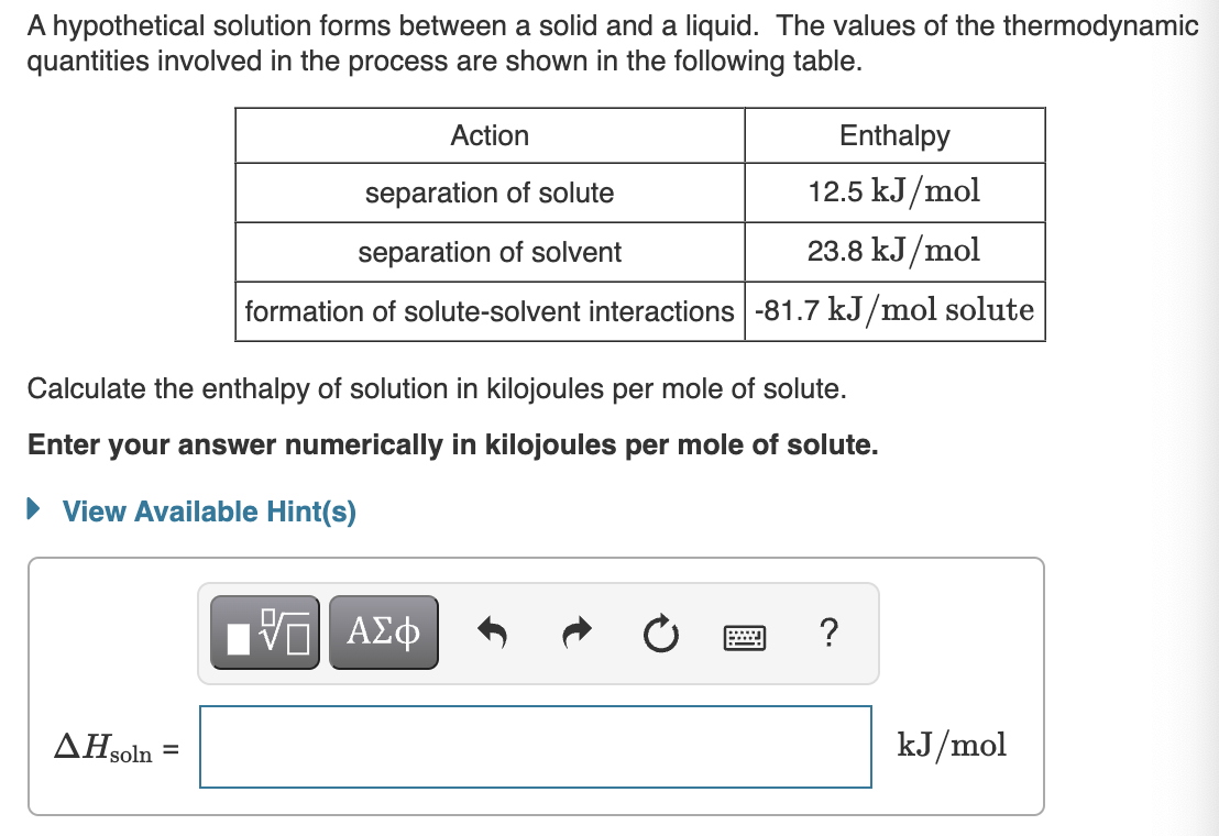 Solved A hypothetical solution forms between a solid and a | Chegg.com