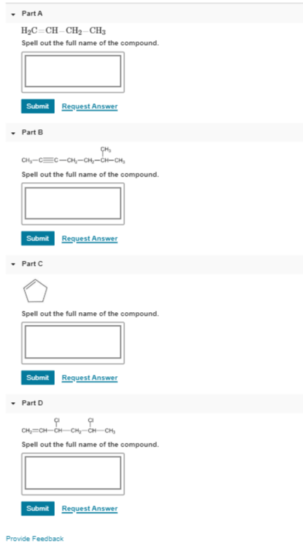 Solved Part A H2C=CH-CH2-CH3 Spell out the full name of the | Chegg.com