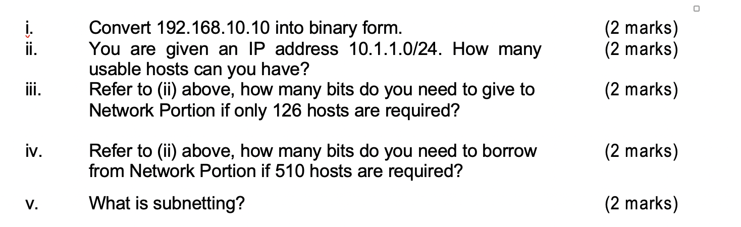 Solved g) IP addressing plays an important role in data | Chegg.com