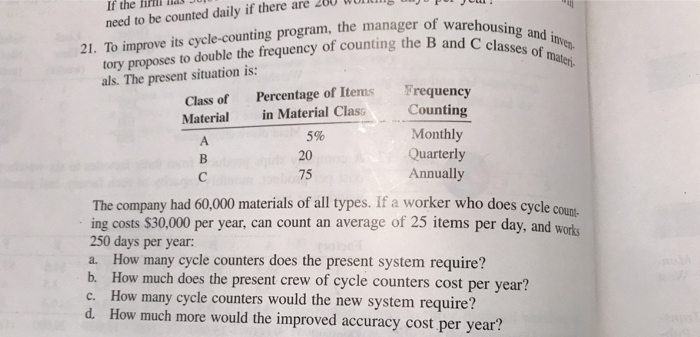 Solved are 200 0l If the firill J need to be counted daily | Chegg.com