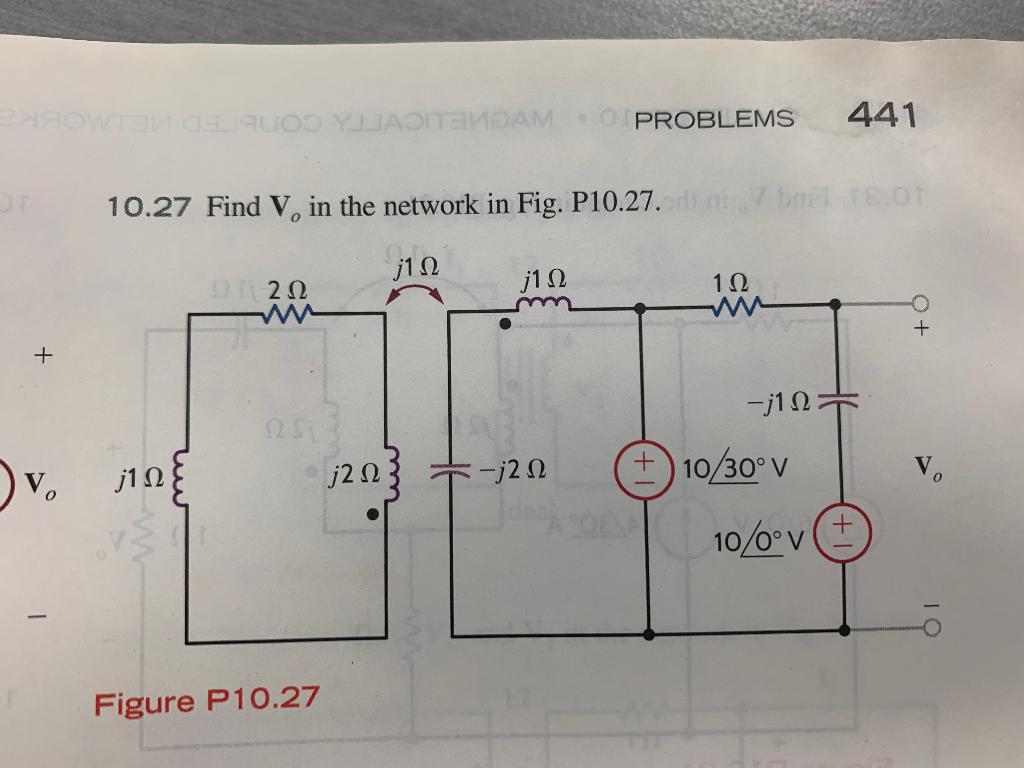Solved 10.27 Find Vo in the network in Fig. P10.27. Figure | Chegg.com