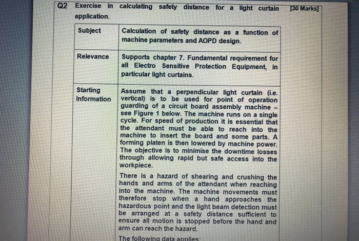 Solved: Q2 Exercise In Calculating Safety Distance For A L... | Chegg.com