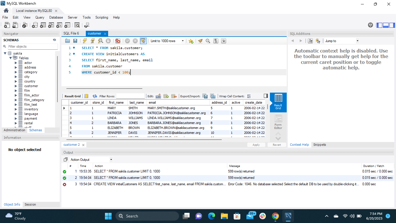 Solved Create a view named "initialCustomers" that shows the | Chegg.com