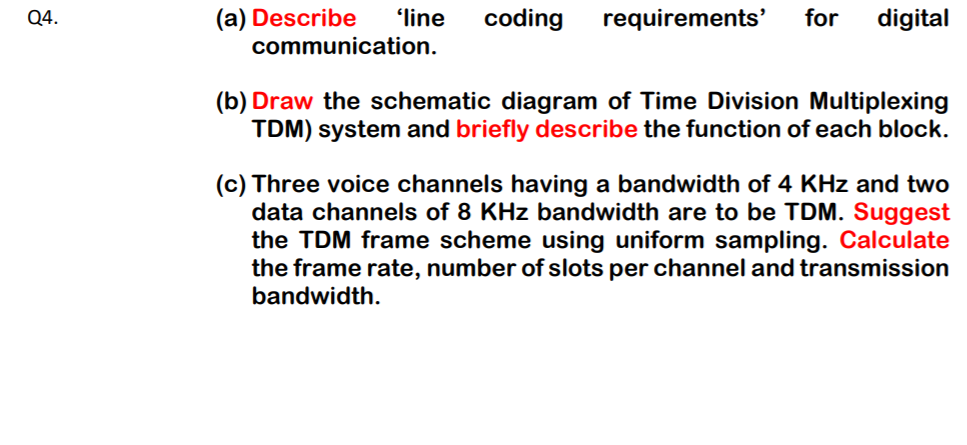 Solved Q4. (a) Describe 'line communication. coding | Chegg.com