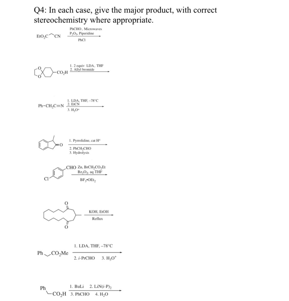 Solved Q4: In each case, give the major product, with | Chegg.com